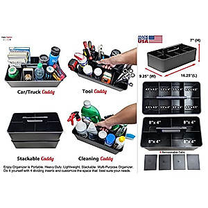 Enjoy Organizer- Commercial Large Portable Caddy Stackable Carry Caddy, Black, Carrier for Cleaning Supplies, Tools, All-Purpose Carry Caddy Made In USA (Mint)