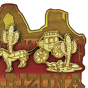 Arizona Souvenir Magnet Gift, Made from Natural Wood Engraved Collectible Magnetic Kitchen Decor for Fridge, Office or Whiteboard