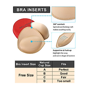 RELLECIGA Women's Push Up Bra Inserts Breast Enhancer Cups Removable Sport Bra Cups Inserts Nude