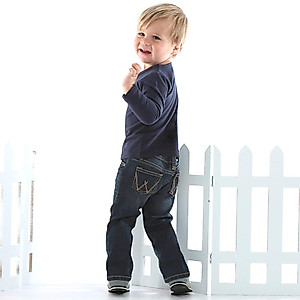 Wrangler Baby Boys' Five Pocket Boot Cut Jean, Dark Blue, 18 Months