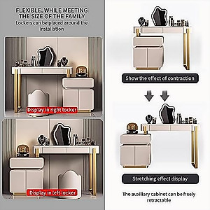 ZGNBSD Luxury Vanity Set - Elegant Makeup Table with Intelligent Mirror, Storage & Comfy Chair, Crafted Solid Wood Bedroom Vanity, for Her