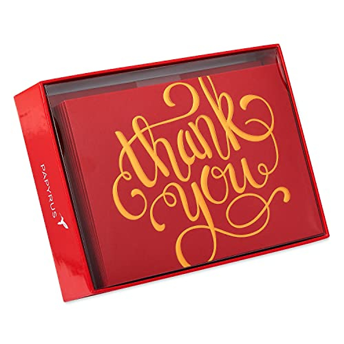 Papyrus Blank Holiday Thank You Cards Boxed with Envelopes, Blank Red and Gold (12-Count)