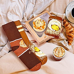 AGRIMONY Funny Breakfast Socks Box for Men Women Teen Boys - Funny Coffee Lovers Gifts Novelty Food Fun Funky Cool Crazy Silly Crew Socks-Valentines Birthday Gifts Ideas Christmas Stocking