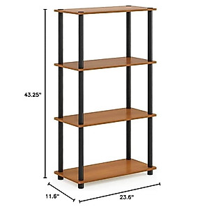 Furinno (99557LC/BK Turn-N-Tube 4-Tier Multipurpose Shelf Display Rack - Light Cherry/Black & Luder Bookcase / Book / Storage, 5-Cube, White