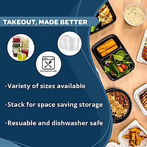 TIYA Takeout Food Containers - 16oz Bulk 240 Pack with Lids - Plastic Food Storage to-Go Containers - Reusable Microwavable Dishwasher Safe Takeout Cups - Airtight Leak Proof for Soups & Meal Prep