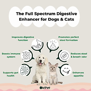 Oh!Pet 5-in-1 Digestive Probiotics Powder for Dogs & Cats - 7 Billion CFUs, Prebiotics, Digestive Enzymes & Dietary Fiber - 30 Packets (Chicken)