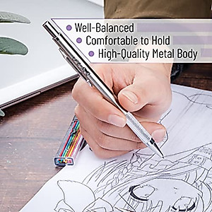 Mr. Pen- Metal Mechanical Pencil Set with Lead and Eraser Refills, 5 Sizes, 0.3, 0.5, 0.7, 0.9, 2mm, Drafting, Sketching, Architecture, Drawing Mechanical Pencils, Metal Mechanical Pencils