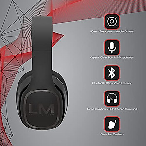Bluetooth Wireless Headphones Over-Ear, Louise&Mann Bluetooth Headphones Foldable, Wired & Wireless Headset with Built-in Mic, Huge Playtime, Soft Foam Earmuffs and Carry Case for Cell Phones, PC, TV