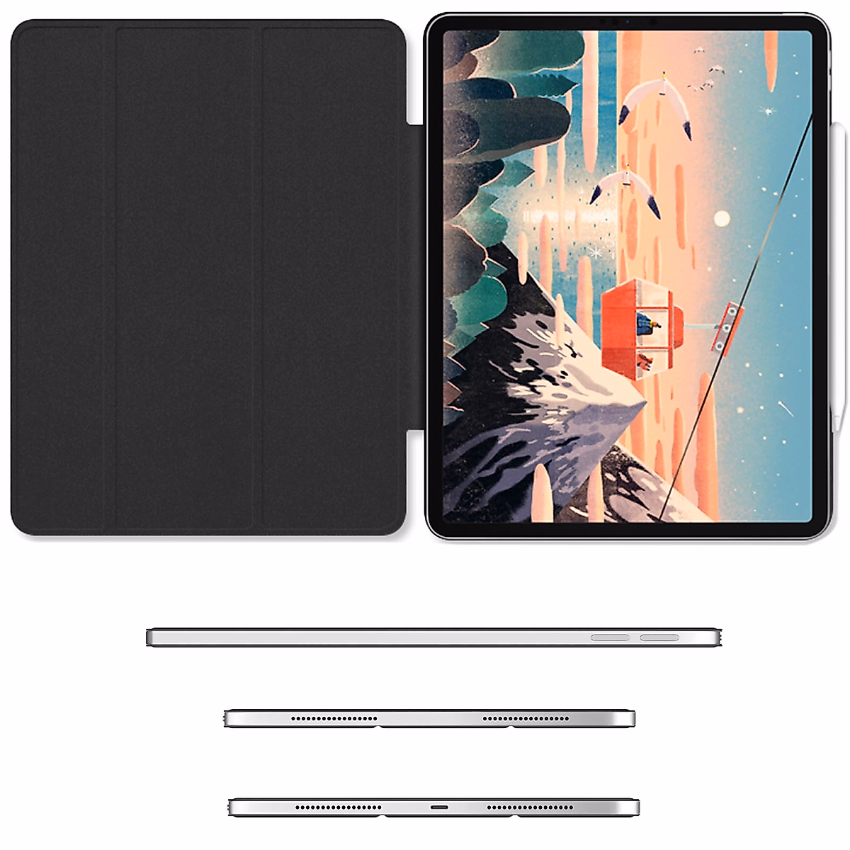 kenke Case for iPad Pro 11 Inch 4th/3rd/2nd/1st Generation (2022/2021/2020/2018 Model), Rebound Magnetic Slim Trifold Stand Smart Cover, Support 2nd Gen Pencil Charging, Auto Sleep/Wake, Black