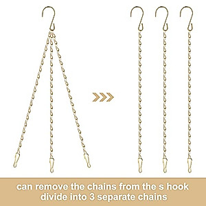 RIFNY 5 Sets Gold Hanging Basket Chain, 20 Inch Heavy Duty Brass Decorative Chains for Hanging Plants, Indoor Outdoor Replacement Hanging Chain with Hooks for Planters Flower Pots Lantern Bird Feeder