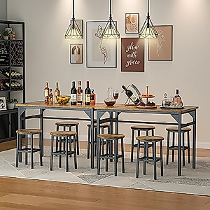 Qsun Dining Table Set for 4 People, 5-Piece Kitchen Table and Chairs Set, Retro Style Dining Table and Chairs for Small Apartment, Rustic Brown