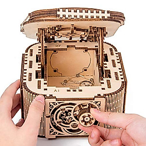 Quenny creative wooden mechanical transmission jewelry box,assembled model Valentine's day gift.