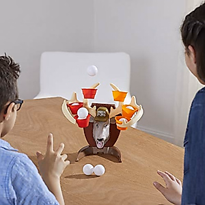Deer Pong Game, Features Talking Deer Head and Music, Includes 6 Party Cups and 8 Balls, Fun Family Game for Ages 8 and Up