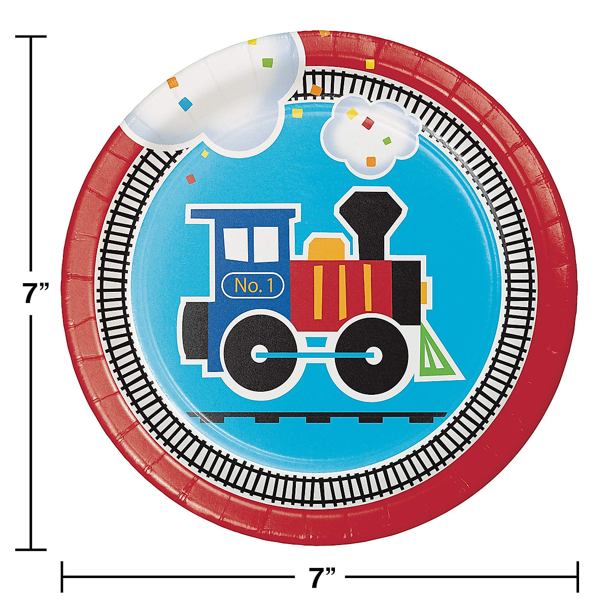 Train Party Supplies - Choo Choo Birthday Paper Plates and Napkins (48 Pieces)