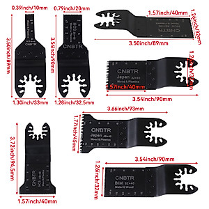 CNBTR Black Oscillating Saw Blade Quick Release Mix Accessory Multifunction Tools Set of 7