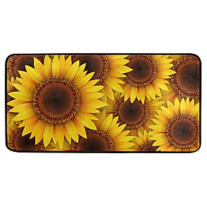 Kitchen Rugs Runner Yellow Sunflowers Doormat Bath Rugs Non Slip Area Rugs for Bathroom Kitchen Indoor 39" X 20"