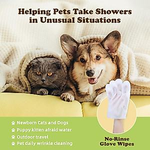 Generic Pet Bathing Wipes for Dogs & Cats - 6 Pcs Dog and & Cleaning Gloves Wipes，Gentle Cleaning for Paws, Ears, Fur, Eye and Butt, white