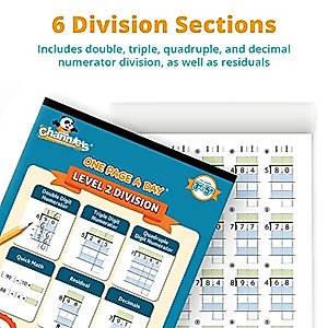 Channie’s One Page a Day Level 2 Division Workbook, Educational Math Activity Book for Kids, Ideal for 3rd to 5th Grade, 50 Pages of Level 2 Divisions for Daily Practice with Answer Sheets Included