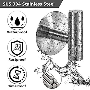 Adhesive Towel Hooks Heavy Duty Wall Hooks Stainless Steel Waterproof Shower Towel Hooks, Coat Hooks for Hanging Clothes, Door Hooks Adhesive Hooks for Bathroom- 2 Pack, Silver