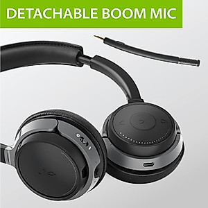 Avantree Alto Clair aptX HD Bluetooth 5.0 Headset with Microphone, Mute Function, Clear Talking, Hi-Fi Music, Low Latency, Wireless Headphones with Charging Base for Computer, PC, Laptop, Skype, TV