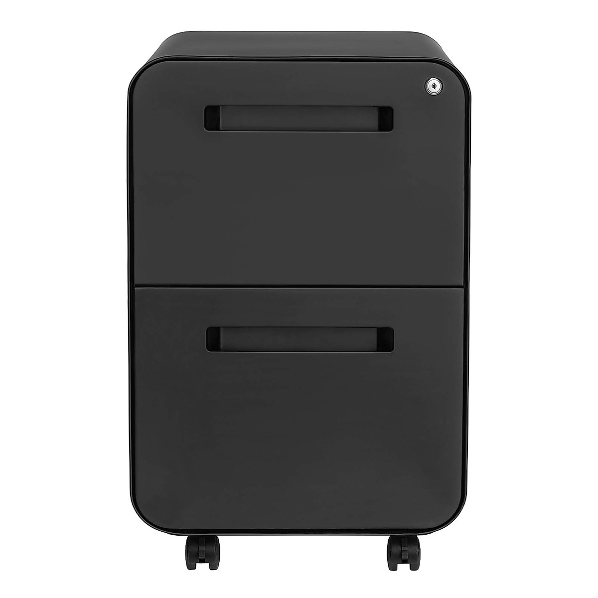 Laura Davidson Furniture Stockpile 2 Drawer Mobile File Cabinet with Lock - Under Desk Metal Filing Cabinet, Legal/Letter File Folders, Wheels and Stationary Feet, Pre-Assembled, Black