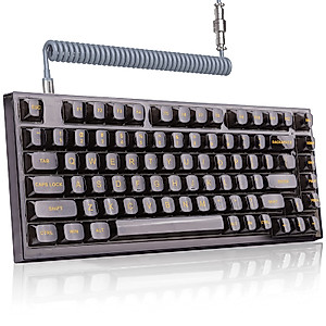 ATTACK SHARK X75 Hotswap Mechanical Gaming Keyboard with USB C Coiled Cable,TKL Tactile Switch,RGB LED,Gasket Mounted,Custom OSA Profile Clear Keycaps for PS4 PS5 Xbox Mac PC Gamer(Black,Outemu)
