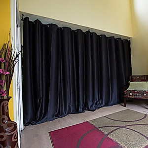 Room/Dividers/Now Hanging Room Divider Kit - X-Large A, 8ft Tall x 14ft - 16ft Wide (Midnight Black) | Blackout Curtains for Room Separation and Total Privacy | Premium Room Divider Curtains