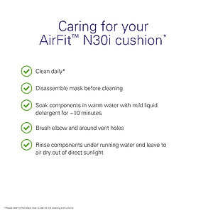 ResMed AirFit N30i Nasal Replacement Cushion - Small/Wide - ResMed CPAP Supplies - Silicone - Replace Every Month