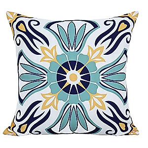 BOYSUM Set of 4 Outdoor Pillows Cover Waterproof Throw Pillow Covers Boho Cushion Cover for Patio Furniture 18x18 Inches Yellow