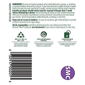 Traditional Medicinals - Organic Smooth Move Senna Chamomile Tea 16 Count (Pack of 6) - Herbal Laxative - Gentle Overnight Relief of Occasional Constipation - Caffeine Free - 96 Tea Bags Total