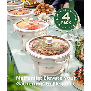 Chafing Dishes for Buffet 4PACK, [Game Changer Maifanite-Coated] Chafing Dish Buffet Set Offer The Elegance of Nature, 5QT Food Warmers for Parties Serve for Wedding, Birthday, Church Events, ETC