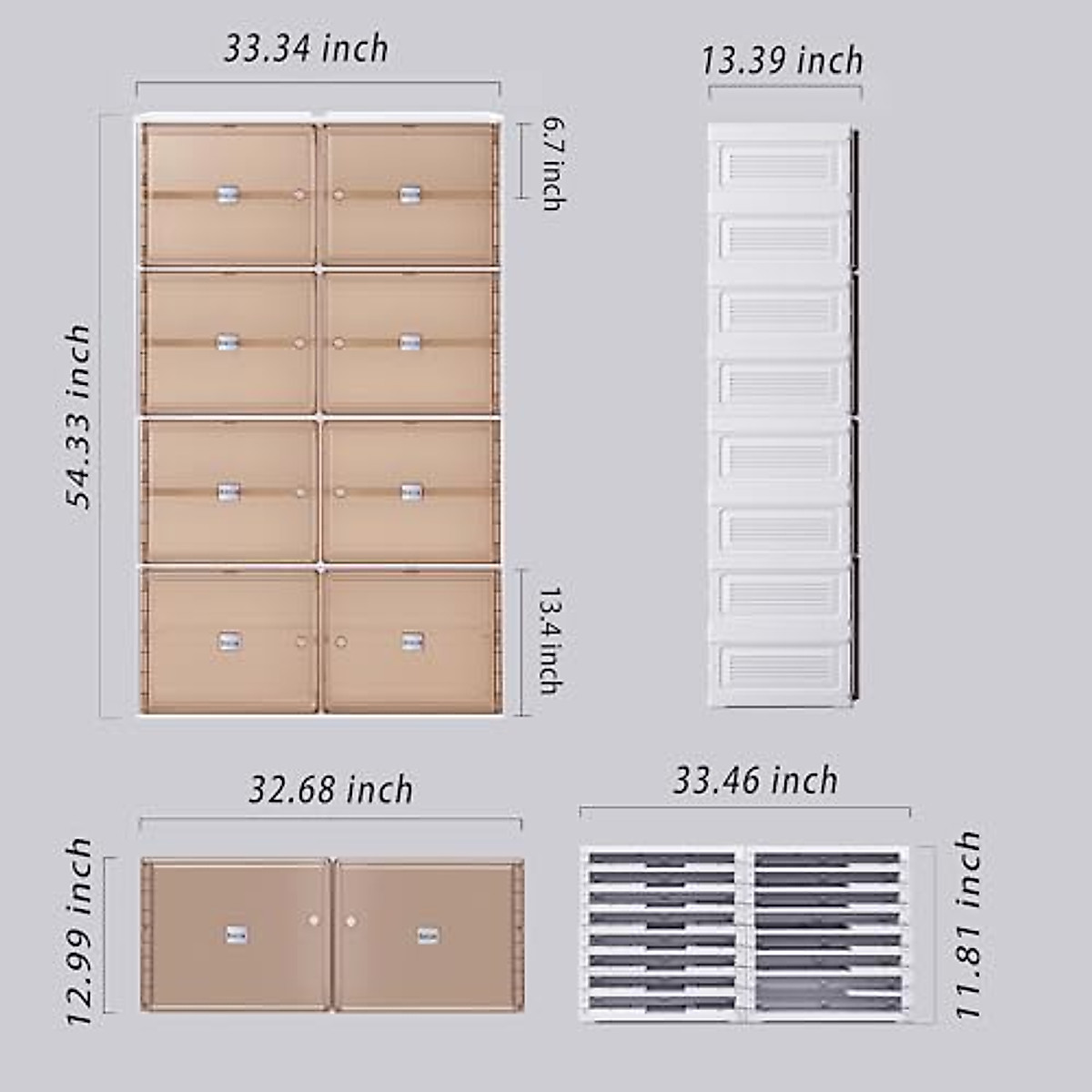 BINSIO Shoe Storage Cabinet 7 Tiers for 28 Pairs, Collapsible Shoe Racks Organizer, Easy Assemble Foldable Shoe Boxes, One Piece Portable White Plastic Shoe Cubby for Closet, Entryway, Bedroom