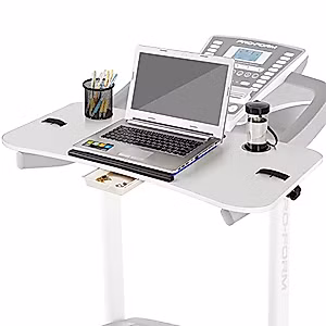 Natheeph Treadmill Desk Attachment, Upgrade Treadmill Desk Workstation with Non-Slip Mat, Universal Treadmill Laptop Holder with Drawer for Notebook/Laptop (White)