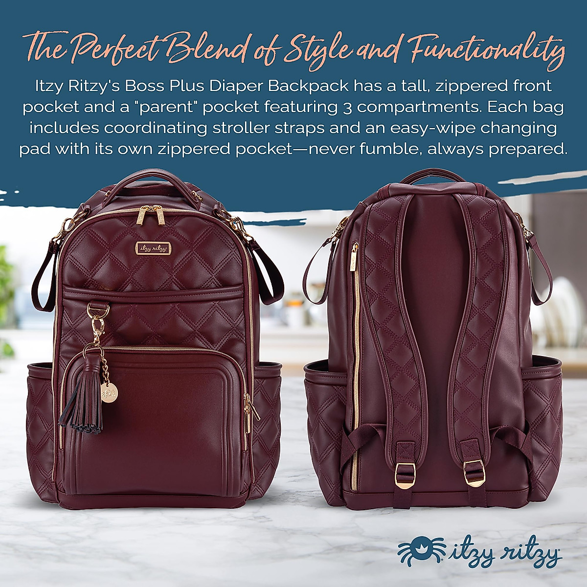 Itzy Ritzy Backpack, Monarch, Large