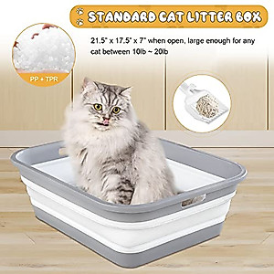 Maohegou Senior Three Legged Arthritic Low Entry Open Cat Litter Box for Sick Frail Handicap Disabled Cats, Older Elderly Corner Cat Litter Box (one Pack)