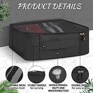 Silkfly 12 Pcs Packing Cubes for Suitcase Travel Luggage Bags Bulk Mesh Organizer Set for Hiking Camping Backpacking Clothes Accessories (Black,XL, L, M Size)
