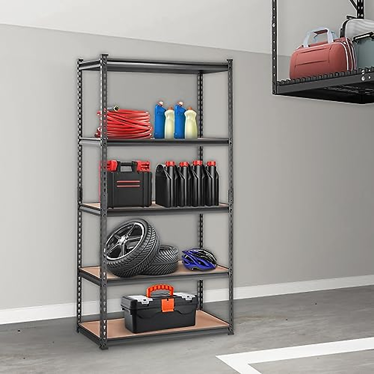 VEVOR Storage Shelving Unit, 5-Tier Adjustable, 2000 lbs Capacity, Heavy Duty Garage Shelves Metal Organizer Utility Rack, Black, 36" L x 18" W x 72" H for Kitchen Pantry Basement Bathroom Laundry