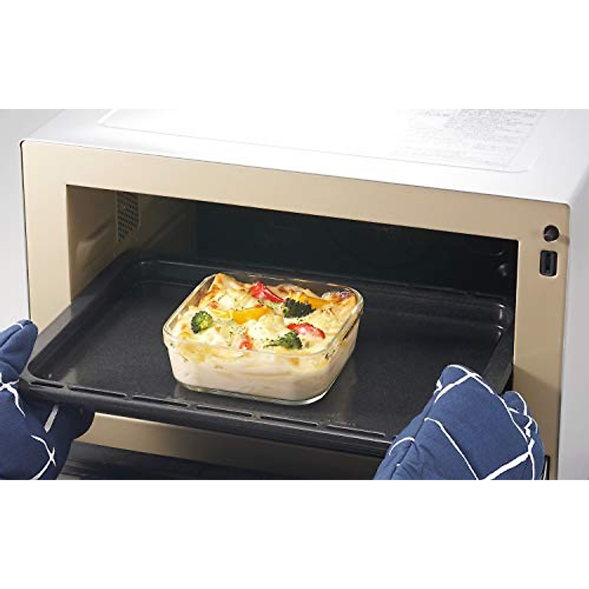 iwaki KC3247N-G Pack & Range Heat-Resistant Glass Storage Container, Green, Square, M, 27.1 fl oz (800 ml), Microwave