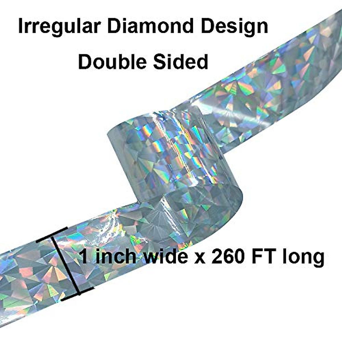 SUJAYU Bird Scare Tape, 1''x260FT Double Sided Repellent Deterrent Reflective Tape for Scaring Birds Away (Silver-1)