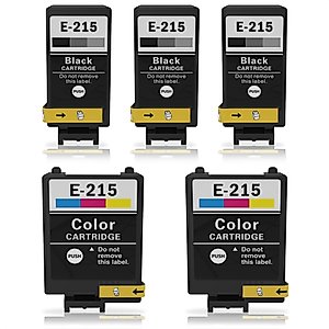 215 Ink Cartridge Replacement for Wf-100 Wf-110 Printer - 3Pcs Black Printer Ink Cartridges for Wf 100 Printer Ink Portable Inkjet Color Printer Cartridge - 2Pcs Tri-Color Ink Cartridge Ink Printer
