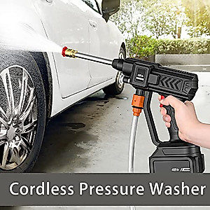 21V Cordless Pressure Washer with Accessories Portable Electric Mini Power Washer for Cars Gardens Terraces Windows Cleaning Works