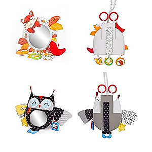 Baby’s Activity Hanging Toy with in-Sight Car Mirror for car seat, Stroller, Crib and Tummy time (Fox)