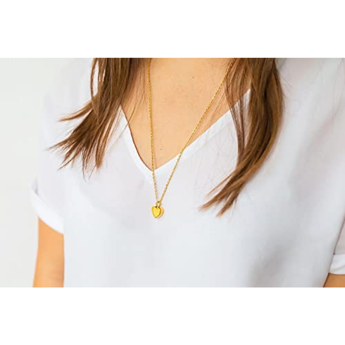 Oaktree Memorials Heart Cremation Necklace, Urn Pendant, Necklace Urn, Necklace Urn for Ashes, Cremation Jewelry, Stainless Steel, 18K Gold Plated (Gold)