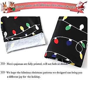 MERIABNY Mens Christmas Pajama Pants Christmas Pjs Black Colorful Lights Xmas Holiday Sleepwear Jammies for Lounging Sleeping, Medium