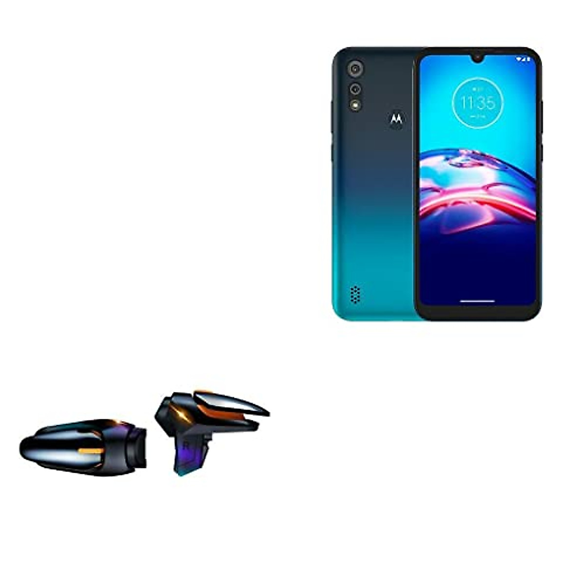 BoxWave Gaming Gear Compatible With Motorola Moto E6i - Touchscreen QuickTrigger Auto, Trigger Buttons Autofire Gaming Mobile FPS - Jet Black