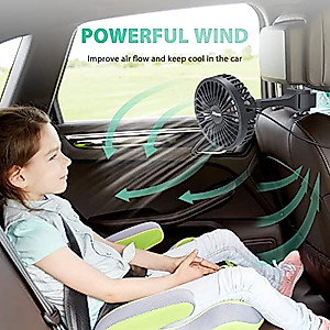 Aluan Car Fan, USB Powered Car Cooling Fan, 3 Speed Strong Wind 5V Rear Seat Air Circulation Fan with Adjustable Clip for Vehicles SUV RV