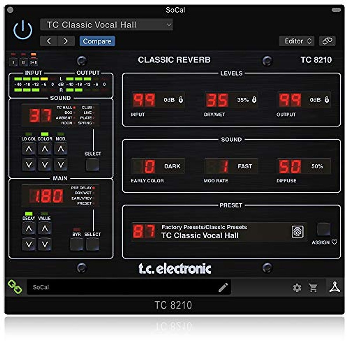 TC Electronic TC8210-DT Classic Mixing Reverb Plug-in with Optional Hardware Controller and Signature Presets