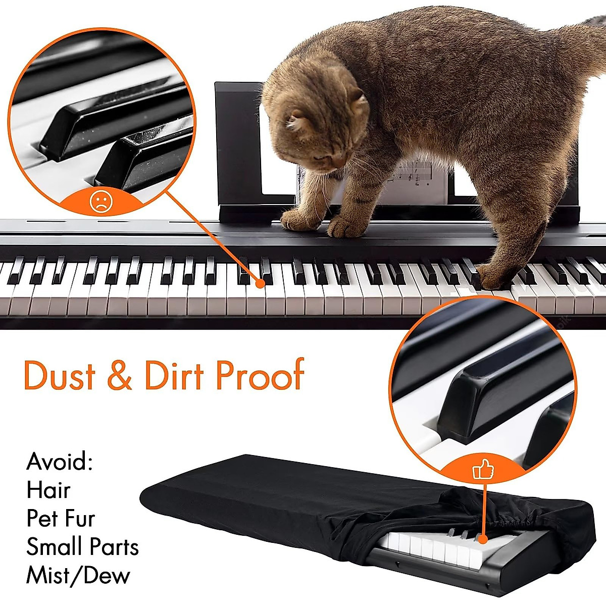 Piano Keyboard Dust Cover, 88 Keys Piano Music Keyboard Dirt Proof Cover Stretchy Electronic Keyboard Piano Cover Electronic Keyboard Cover With Durable Elastic & Cord Lock Must Have Piano Accessories