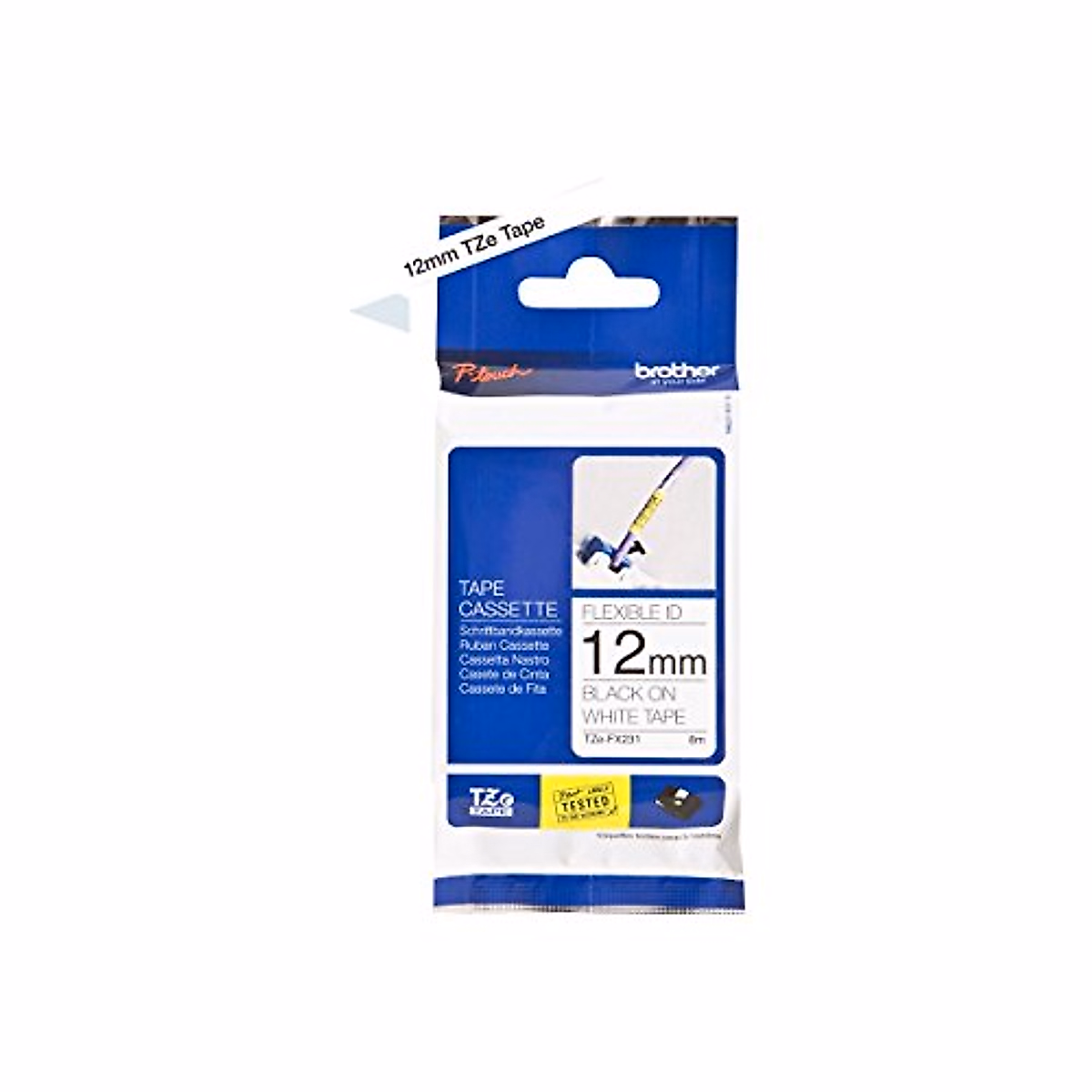 Brother TZe-FX231 Laminated 12mm Tape Cassette - Flex / Black on White