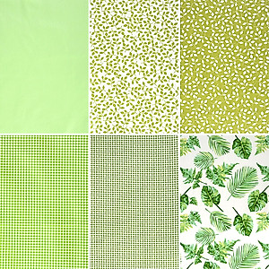 Gnognauq 7 Pieces Green Leaf Pattern Cotton Fabric Fat Quarter Bundles Pre-cut Fabric for Sewing Quilting